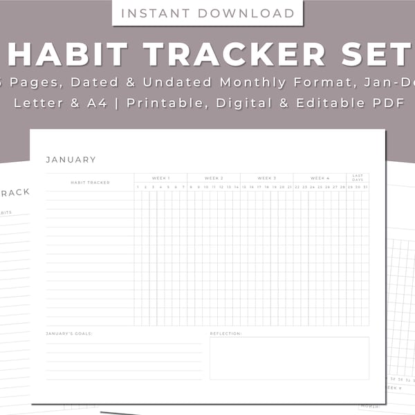 31 Day Habit Tracker Printable - Etsy