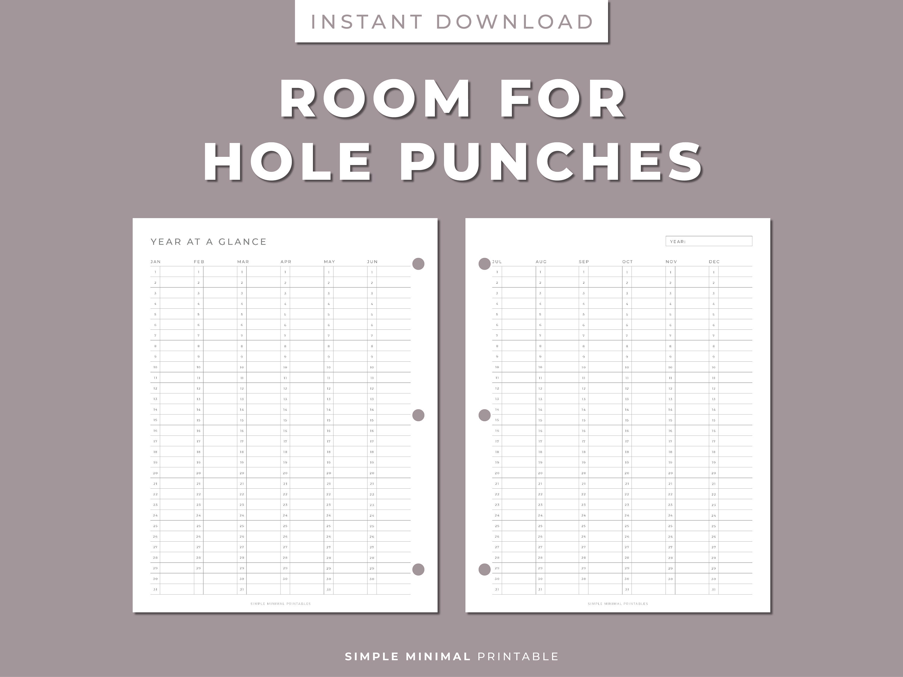 Year at A Glance Printable Planner: 2-page Annual Calendar (PDF) - Etsy