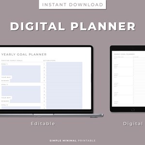 Yearly Top 5 Goal Planner Printable, 2-page, Goal Setting, Goal ...