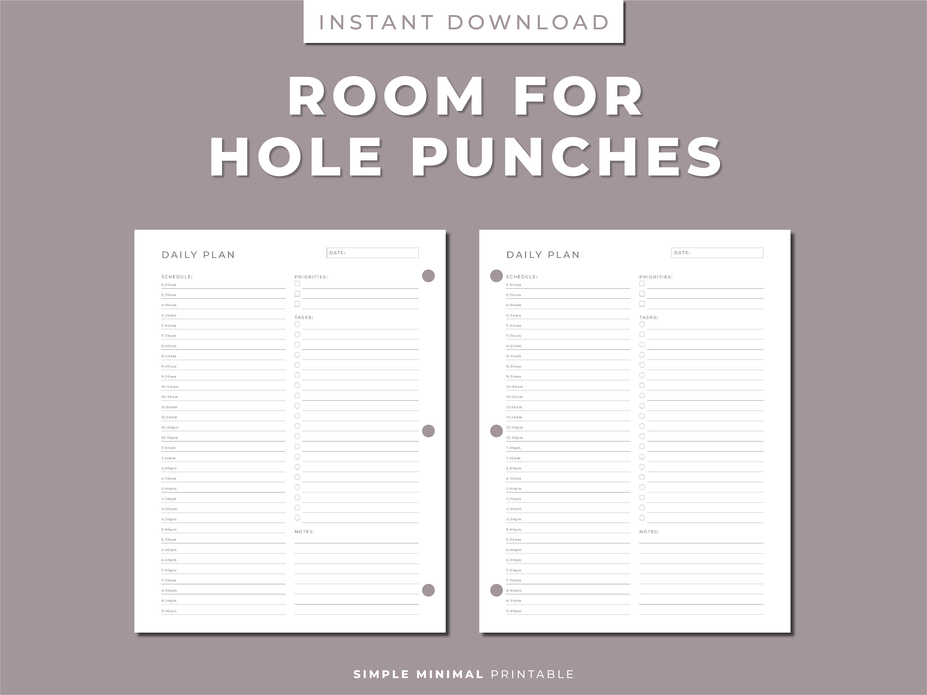 Half Hour Daily Planner, Printable & Editable, Undated Planner, Instant ...