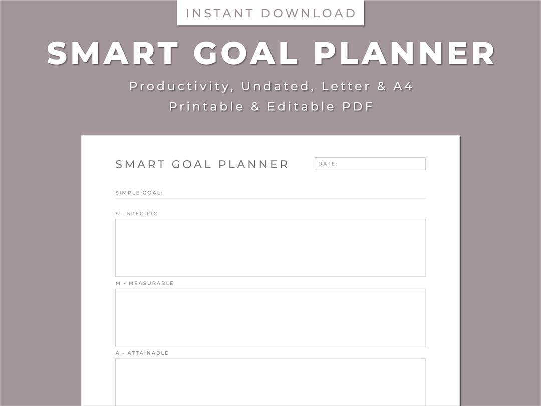 SMART Goal Planner Printable, Goal Setting, Goal Defining, Goal ...