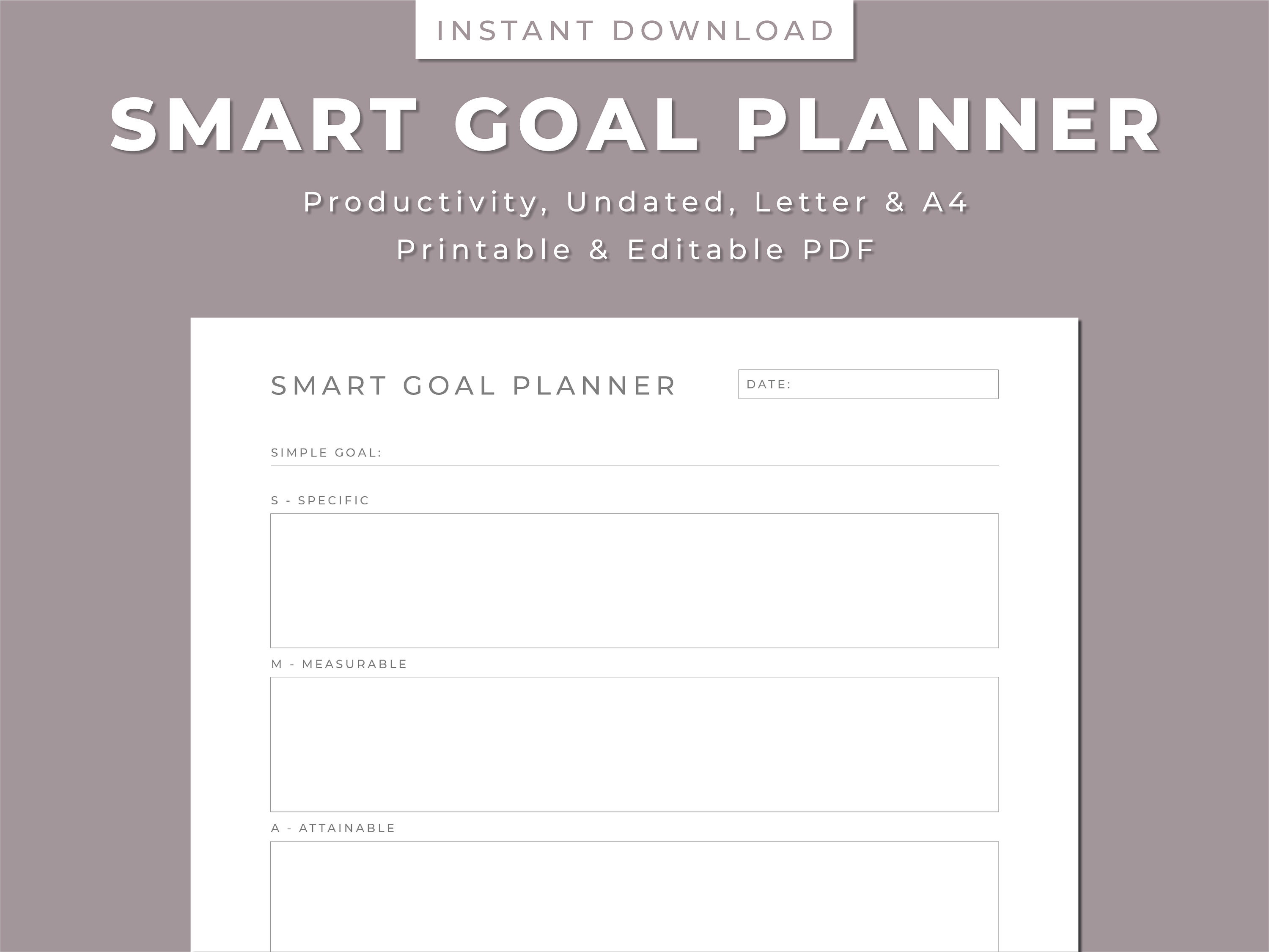 SMART Goal Planner Printable, Goal Setting, Goal Defining, Goal ...