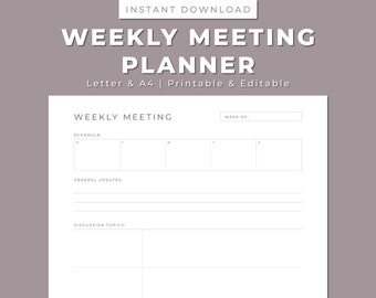 One-on-one Meeting Notes Printable: Agenda and Minutes (letter/a4 ...