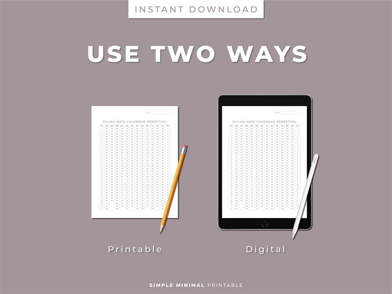 Julian Date Calendar: Perpetual & Leap Year Planner (printable PDF) - Etsy