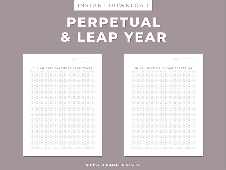 Julian Date Calendar: Perpetual & Leap Year Planner (printable PDF) - Etsy