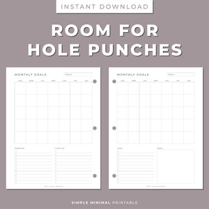 Monthly Goal Planner Printable: A4/letter Size (instant Download PDF ...