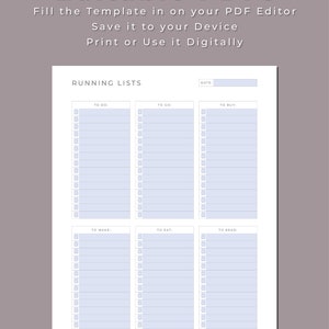 Running To-do Lists Printable: Simple Task Planner (PDF) - Etsy