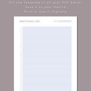 Monthly Gratitude Log Printable: Simple Gratitude Tracker (letter/a4 ...