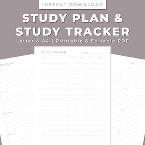 Study Plan & Study Tracker Printable, Course/exam Schedule, Term ...
