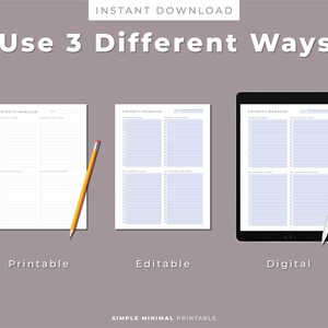 Priority Manager Printable, Priority Matrix, Decision Matrix, the ...