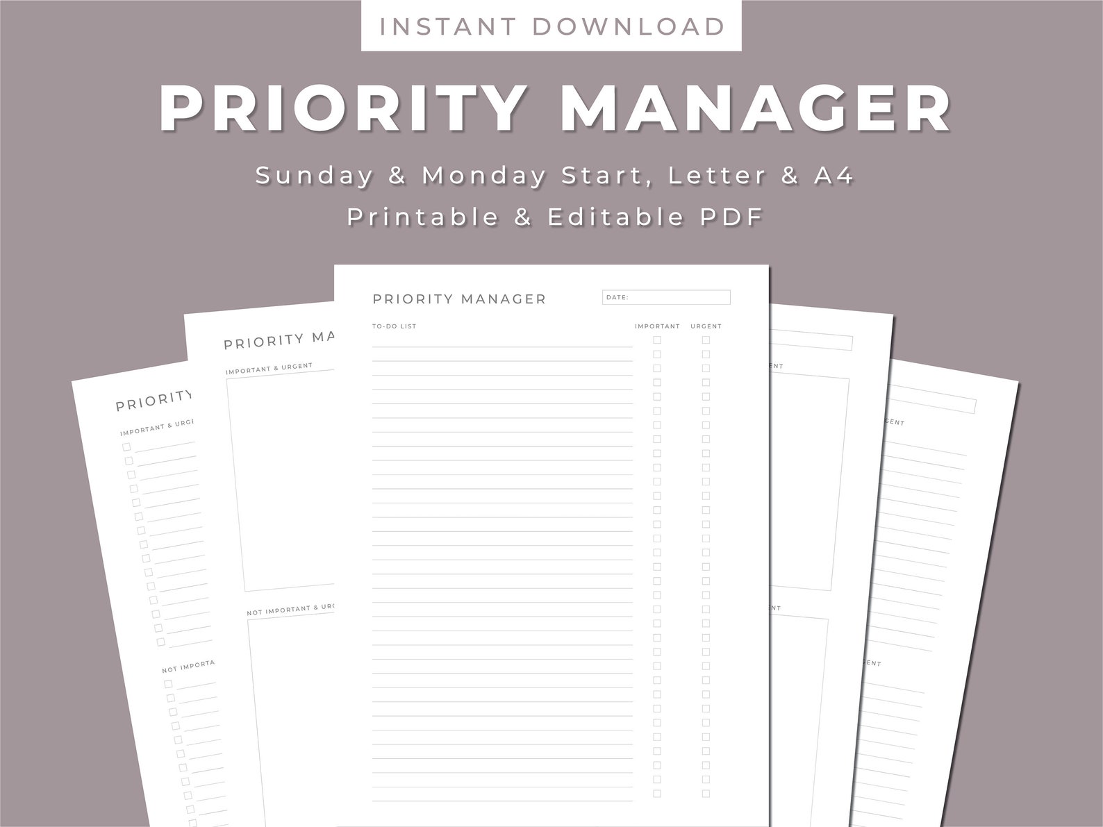 Priority Manager Printable, Priority Matrix, Decision Matrix, the ...