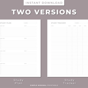 Study Plan & Study Tracker Printable, Course/exam Schedule, Term Schedule, Perpetual, Printable ...
