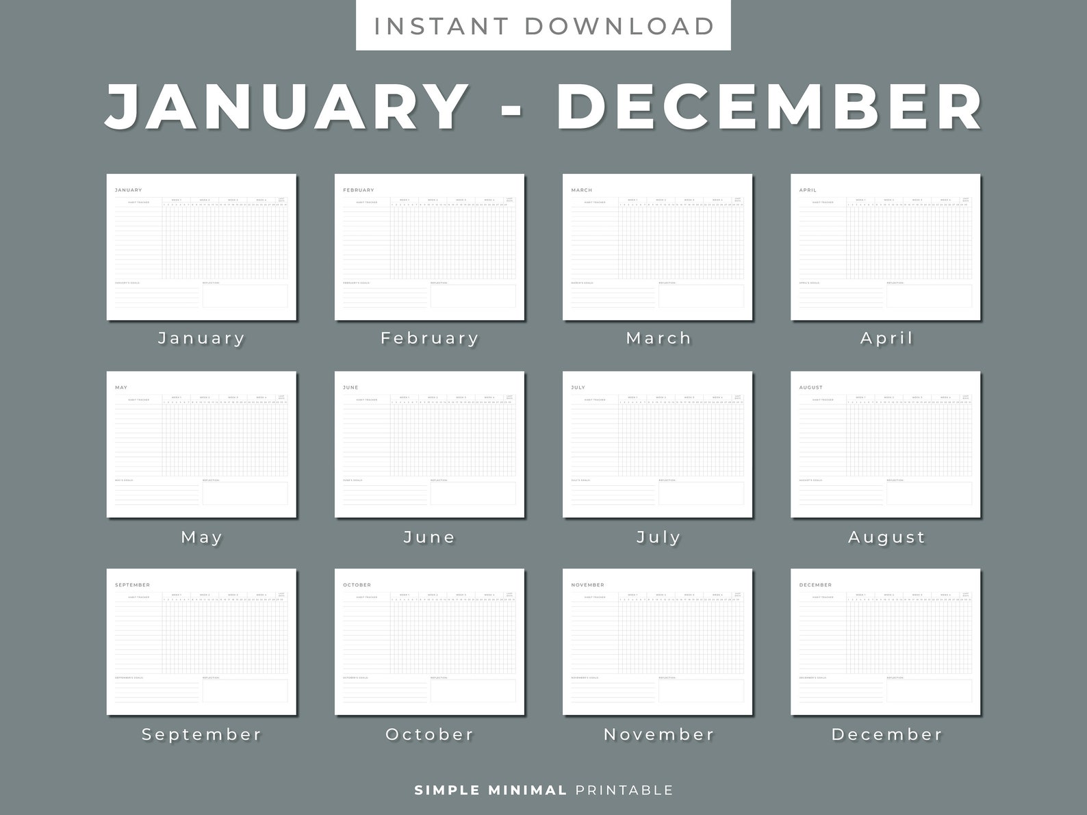 Monthly Dated Habit Tracker 31 Day Habit Tracker Template - Etsy