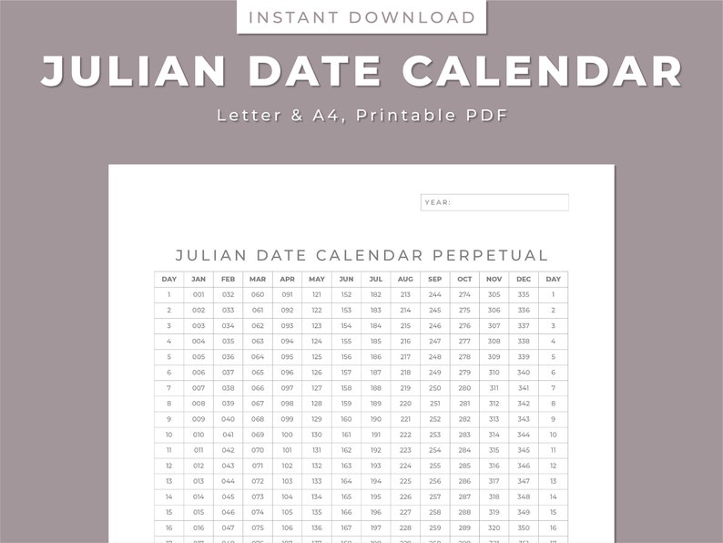 Julian Date Calendar, Project Management, Perpetual/leap Yr ...
