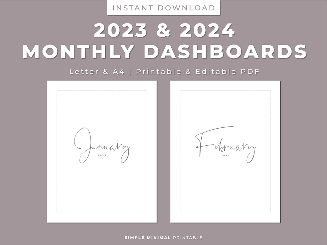 2023-2024 Monthly Planner Dashboard Printable, Printable Monthly ...