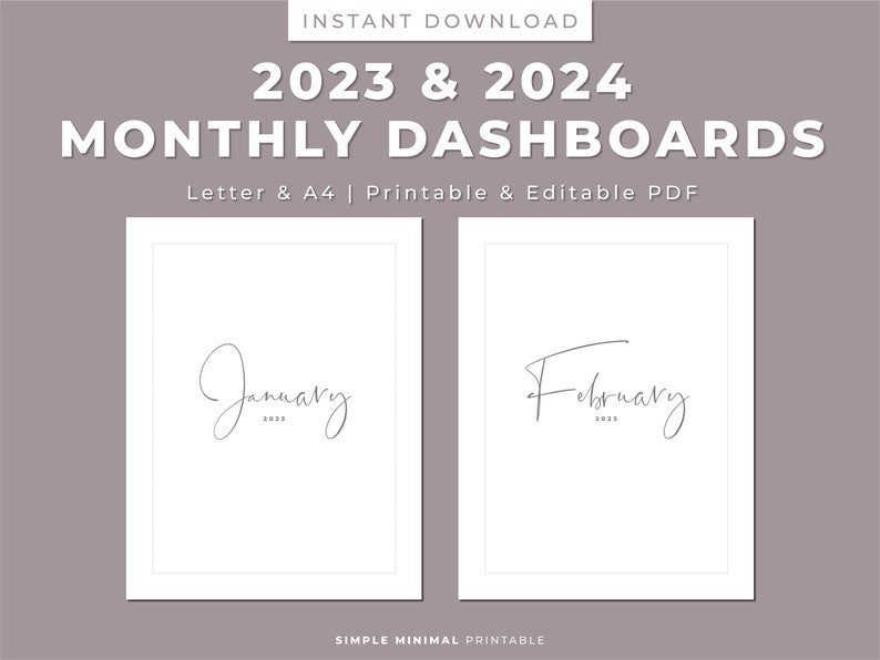 2023-2024 Monthly Planner Dashboard Printable (letter/a4 PDF) - Etsy