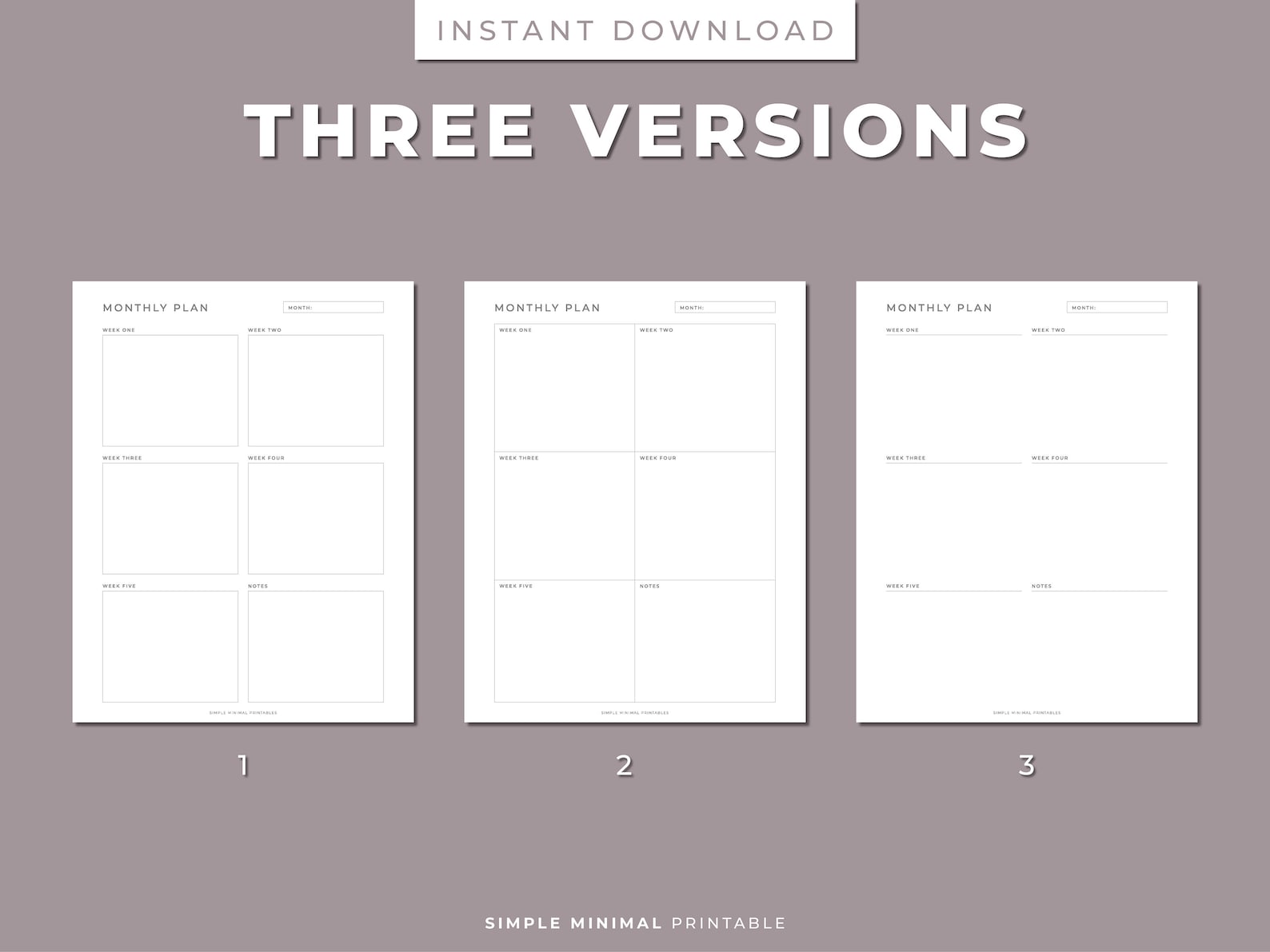 Monthly Plan by Week Printable, Five Weeks Provided, Notes, Printable ...