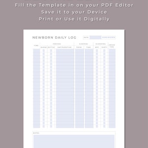 Newborn Daily Log Printable: Baby Care Tracker (letter/a4 PDF) - Etsy
