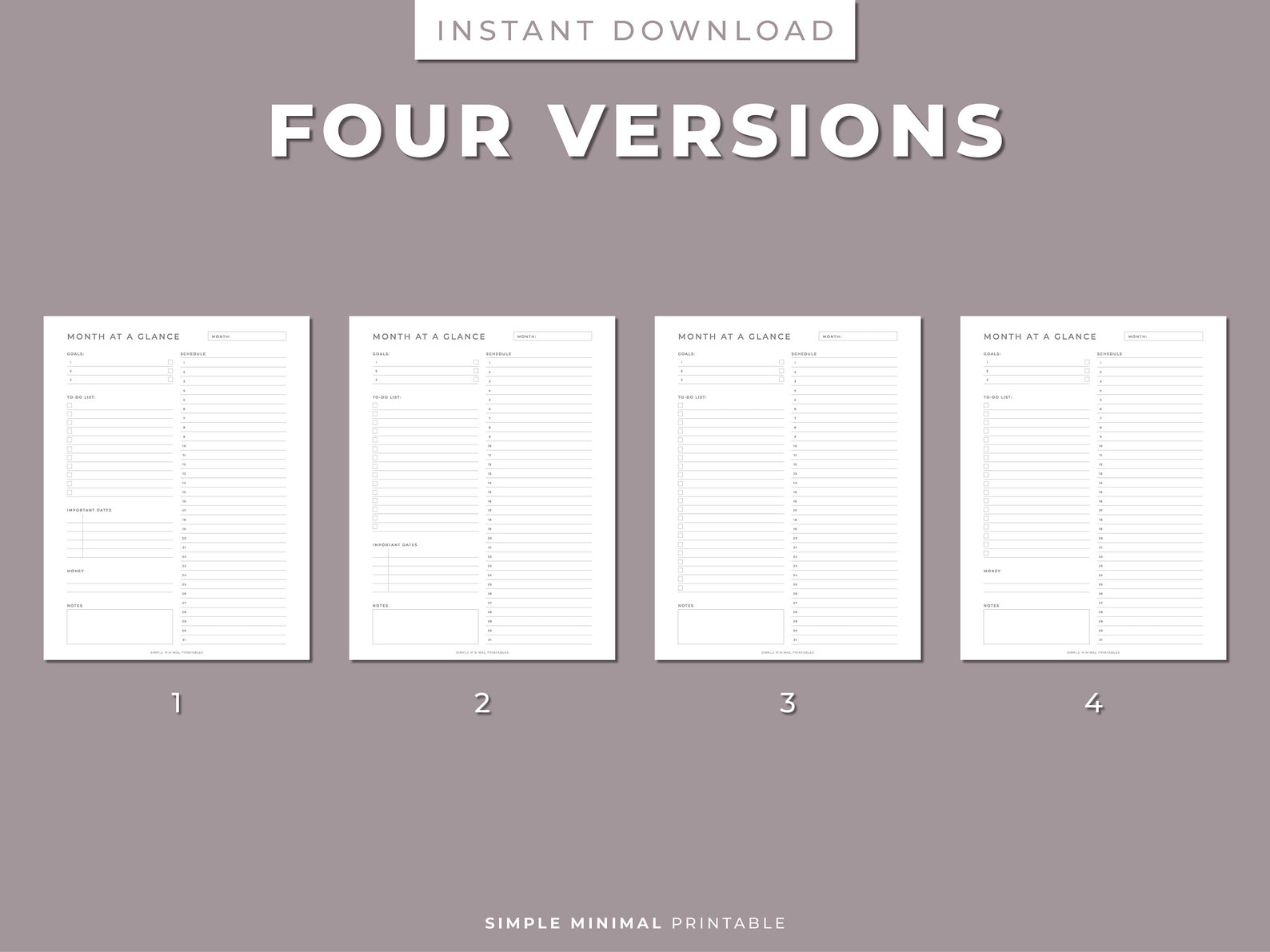 Month at A Glance Printable: Schedule & Notes (letter/a4) (PDF) - Etsy