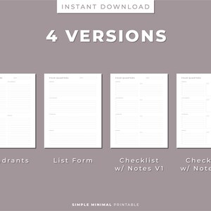 Four Quarters Daily Printable Planner, Morning, Late Morning, Afternoon ...