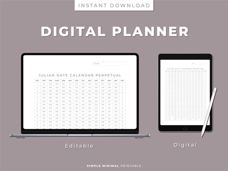 Printable Julian Date Calendar: Perpetual & Leap Year (letter/a4 PDF ...
