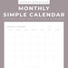 Monthly Simple Calendar Printable, Landscape, Template, Insert, Sun/mon ...