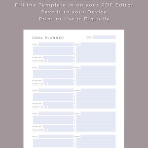 Goal Planner Printable, Goal Setting, Goal Defining, Goal Planning, Printable & Editable, Letter ...