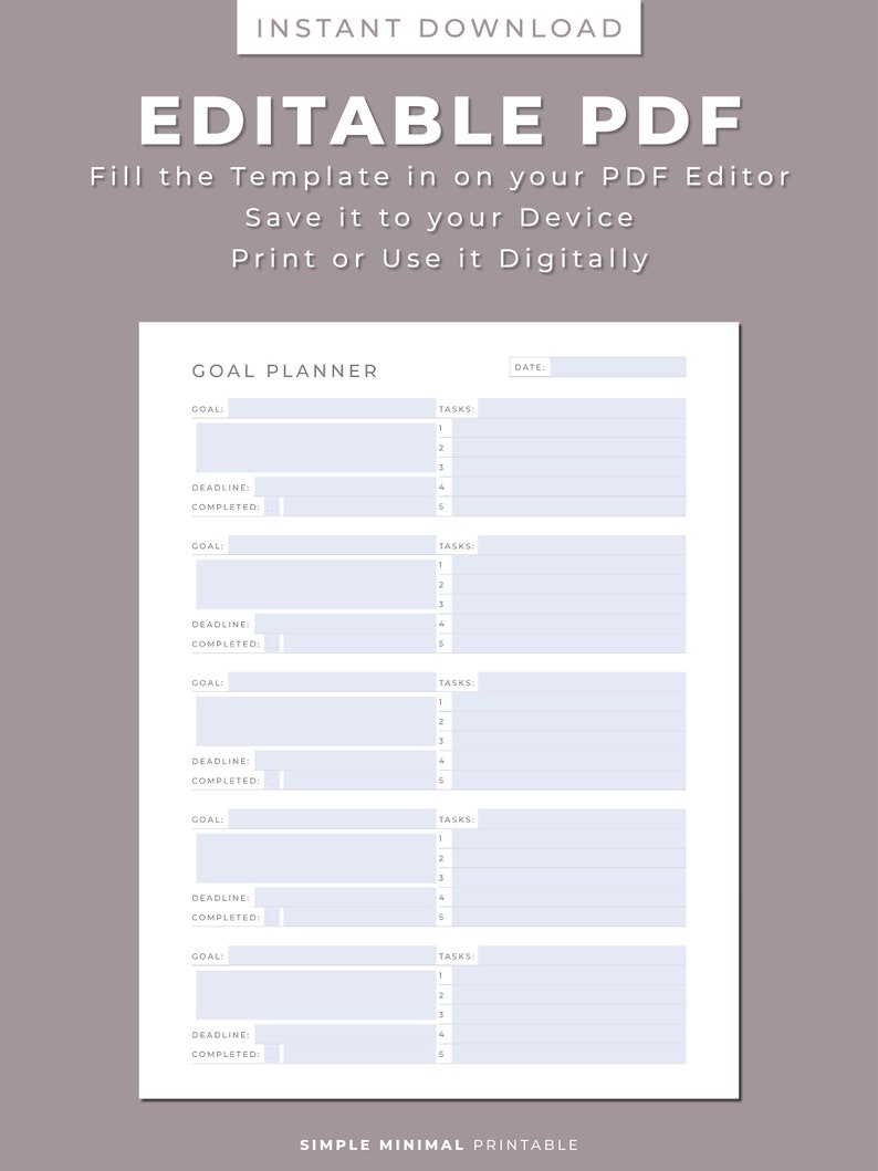 Goal Planner Printable, Goal Setting, Goal Defining, Goal Planning ...