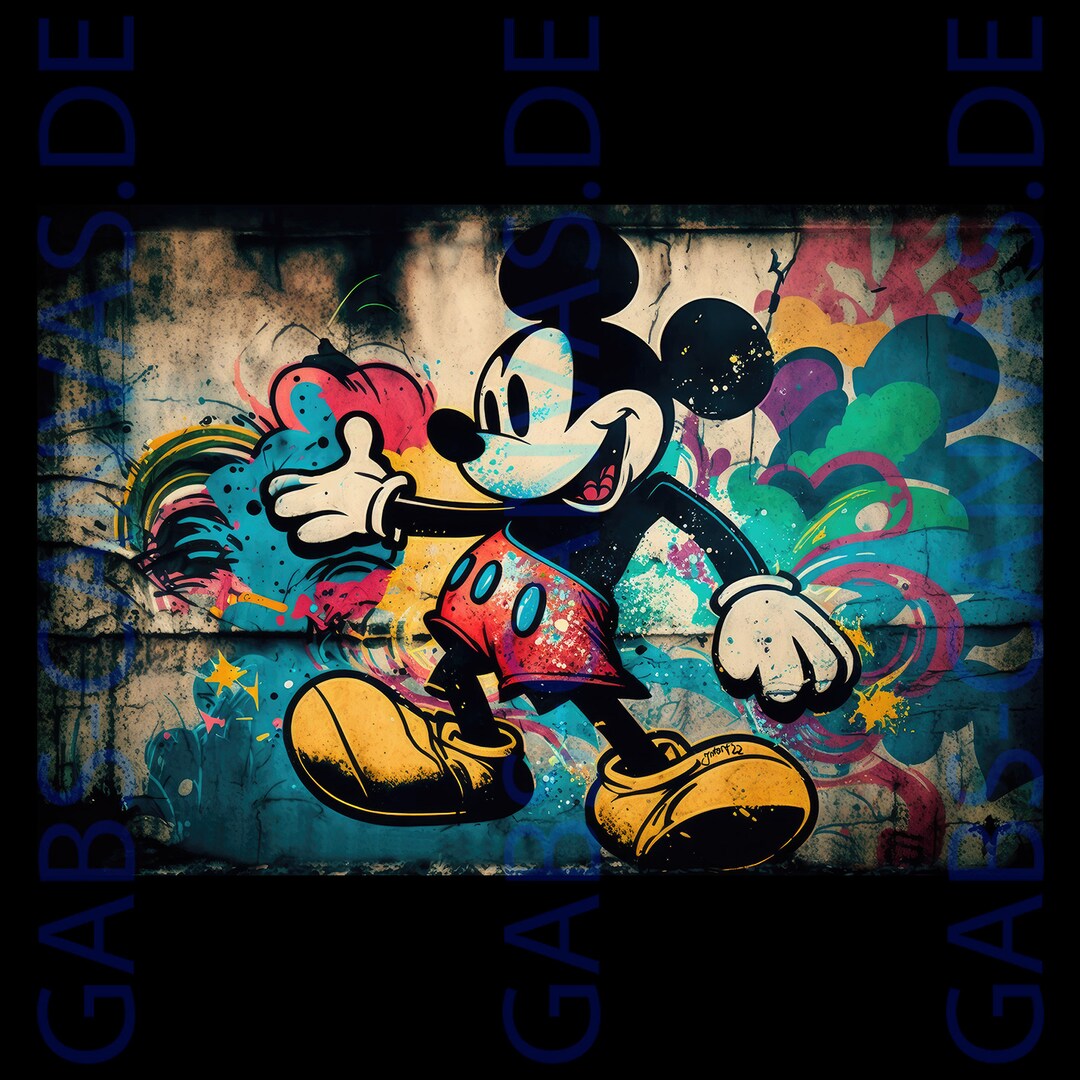 Mickey Mouse Street Art Canvas Wall Picture Poster XXL Art Print Print ...