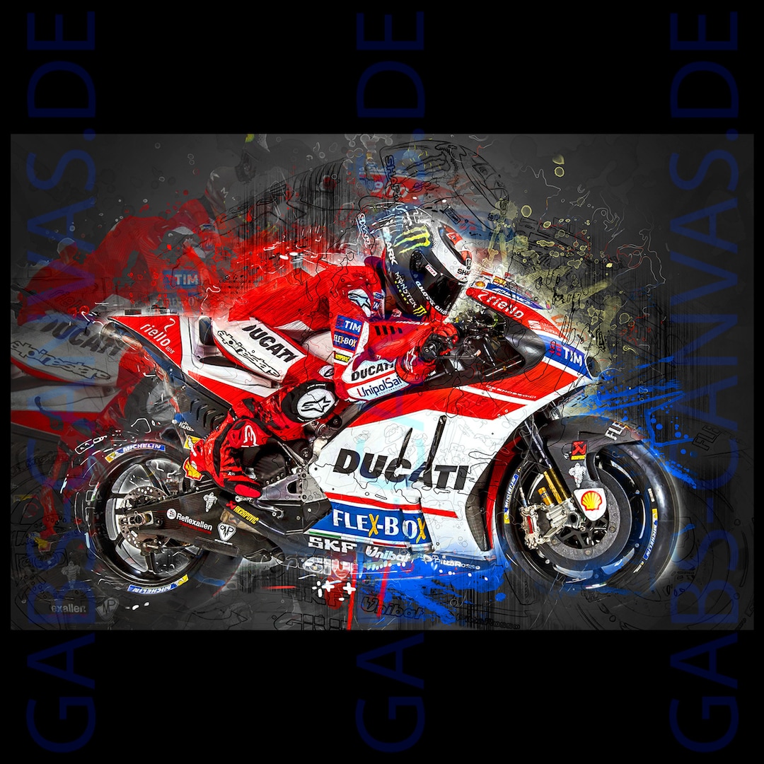 Motorcyclist on Ducati Canvas Wall Picture Poster XXL Art Print Print ...
