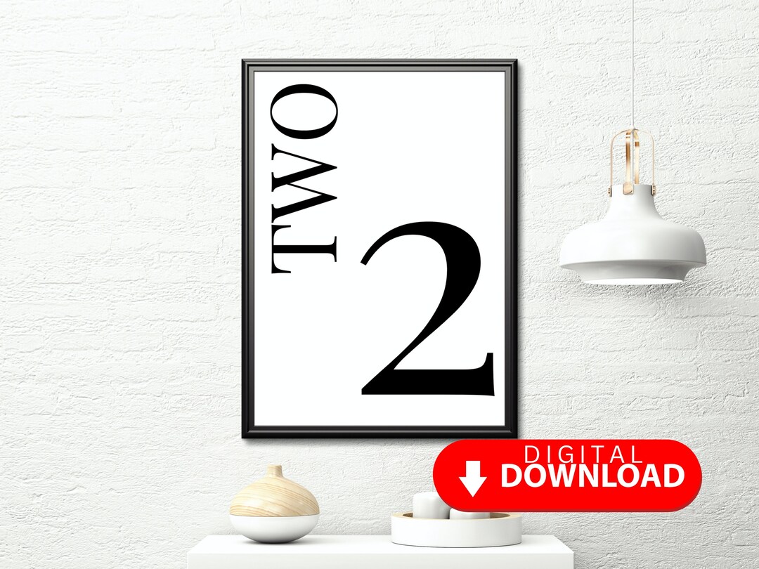 Number 2 Sign Printable, Table Number, Home Decor, Number Two Sign ...