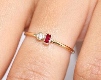 Natural Red Ruby Engagement Ring 4ct Emerald Cut Vintage Rose - Etsy