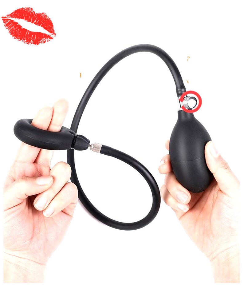 Inflatable Cock Testicle Ring For Delayed Ejaculation Silicone Sex Toy
