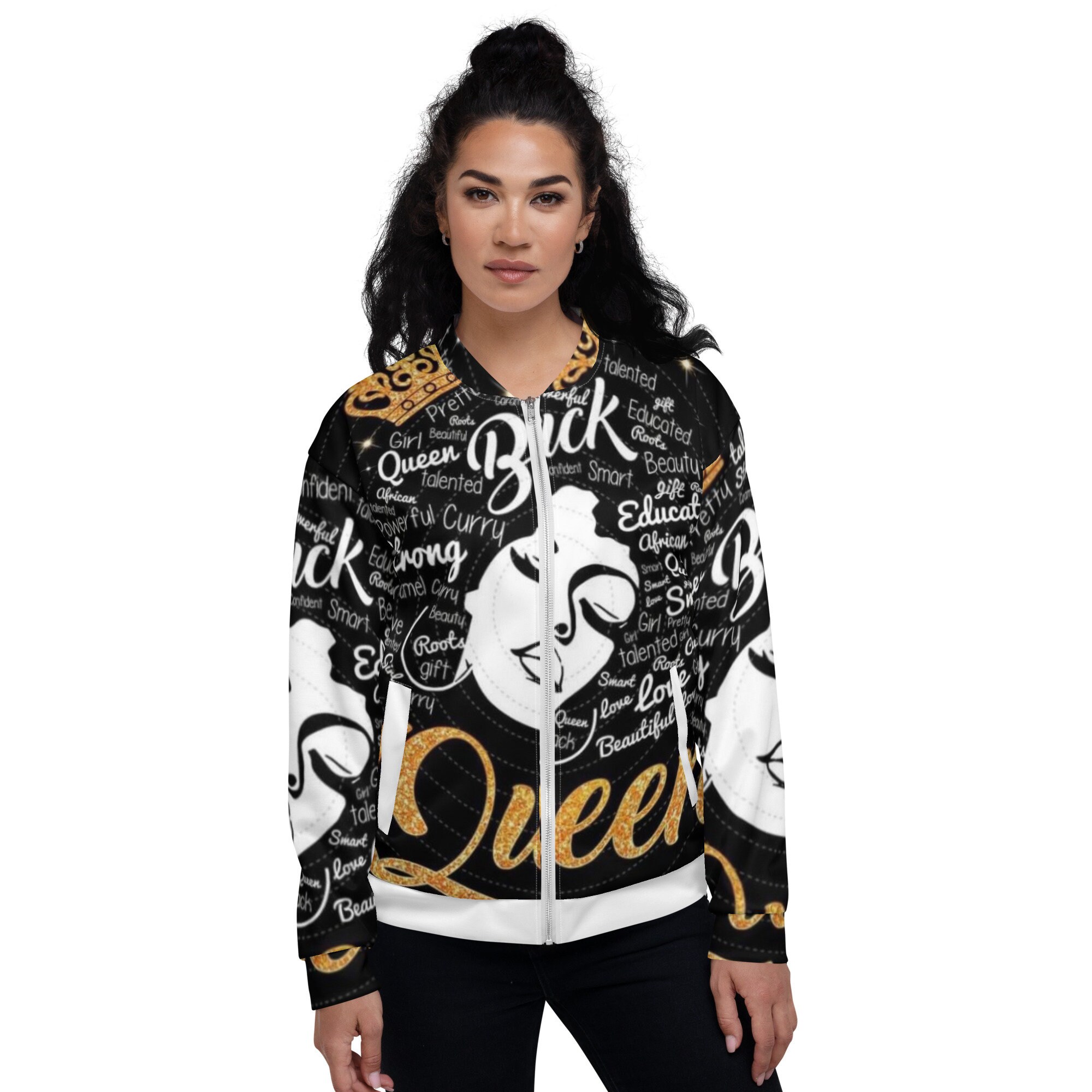 Afro Queen Jacket, Afro Black Woman Bomber Jacket, Gifts for Black ...