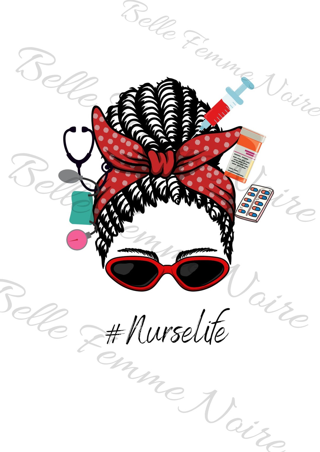 Afro Messy Bun Nurse Life Png Svg Sublimation Designafro Etsy
