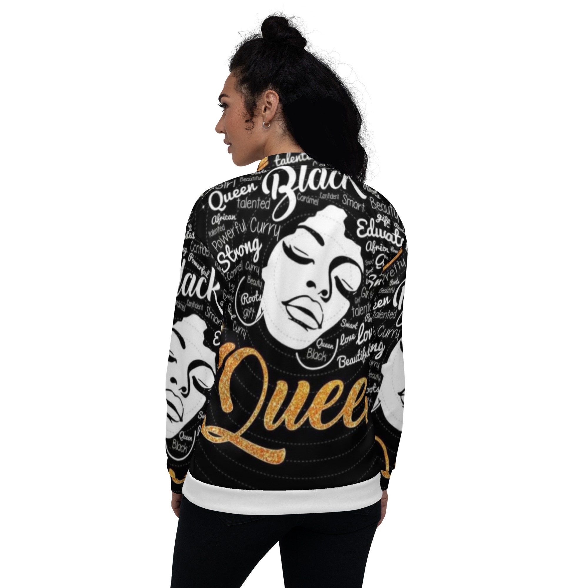 Afro Queen Jacket, Afro Black Woman Bomber Jacket, Gifts for Black ...