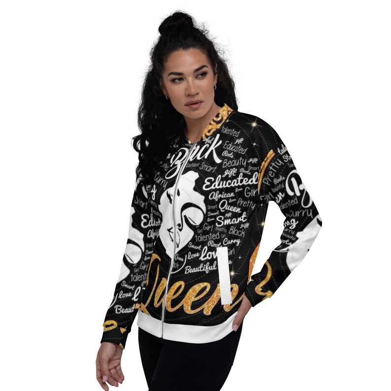 Afro Queen Jacket, Afro Black Woman Bomber Jacket, Gifts for Black ...