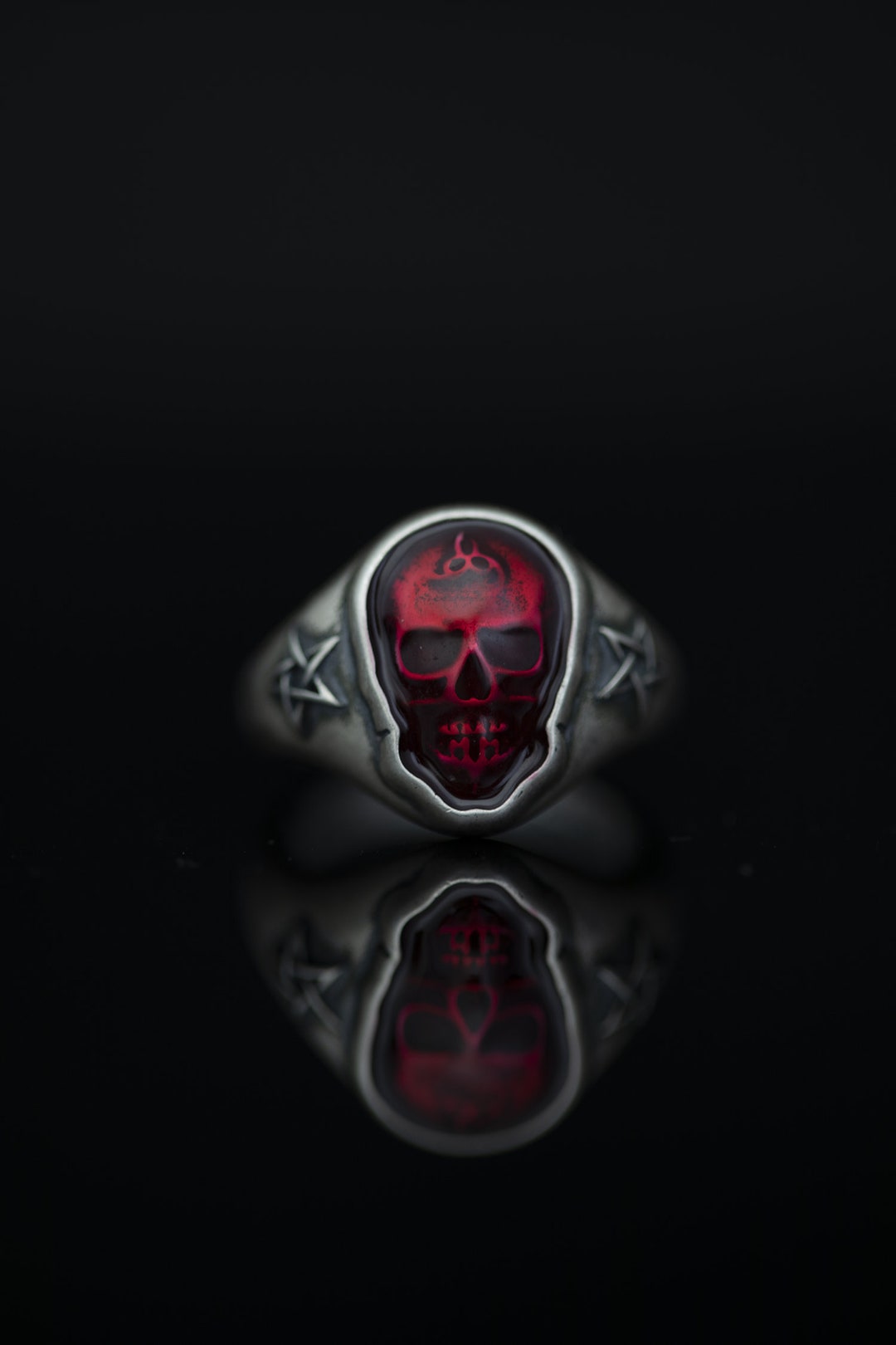 Unholy Sacrifice Skull Ring Pentagram Detailing - Etsy