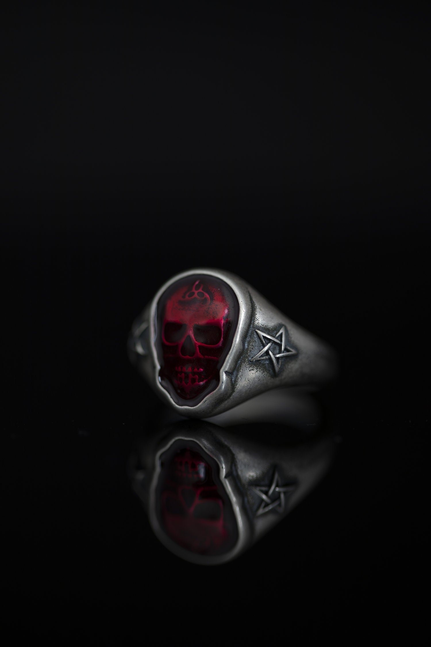 Unholy Sacrifice Skull Ring Pentagram Detailing - Etsy
