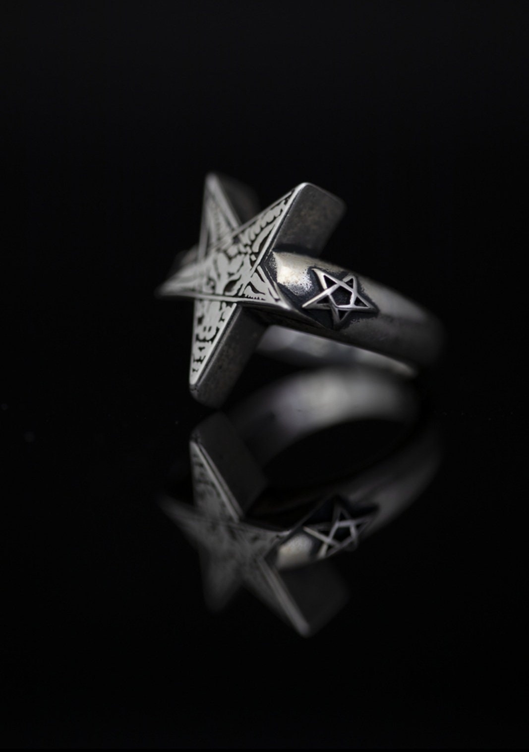 Baphomet 925 Sterling Silver Pentacle Ring - Etsy