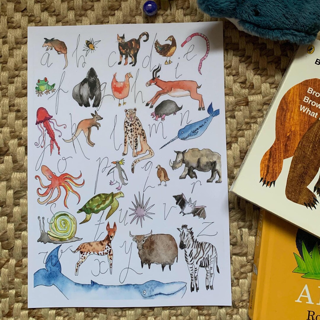 Watercolour Animal Alphabet A4 Print - Etsy