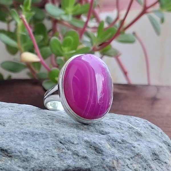 Pink Agate Ring - Etsy