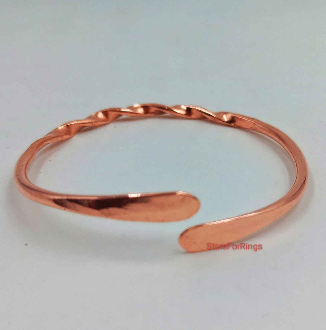 Copper Half Twist Bangle, Twisted Wire Wrapped Bangle, Adjustable ...