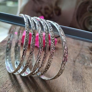 Beautiful Silver Bangles!handmade 925 Sterling Silver Bangle Set!simple ...