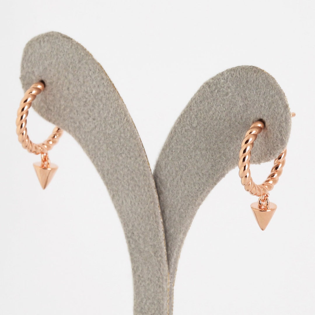 Dainty Gold Spike Hoop, Pointy Pyramid Earring, Gold Spike Huggie Earrings for Women, Pyramid ...