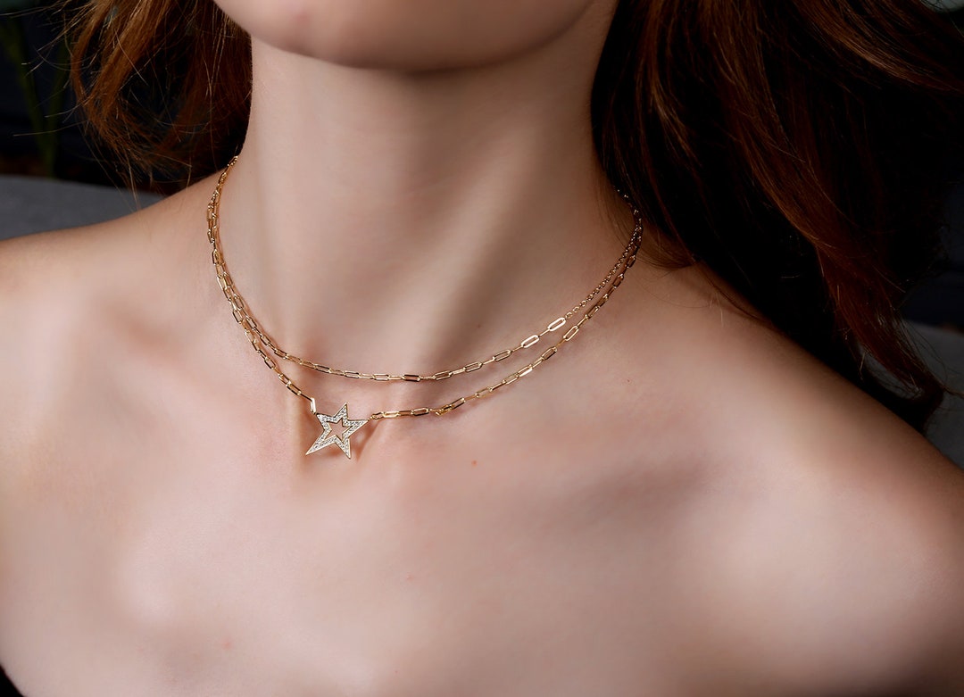 Simple Chain Link Necklace Italian Style Chain Necklace Gold Layering ...