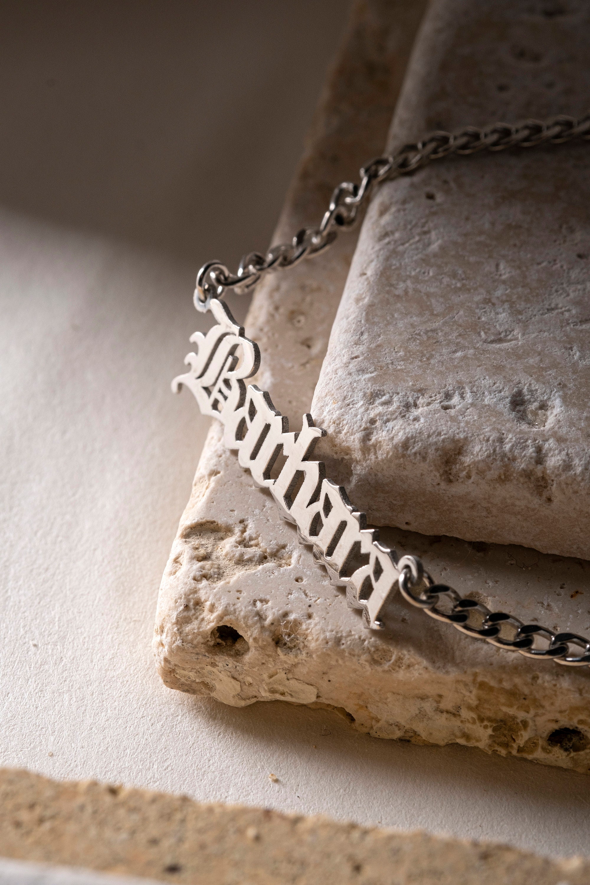 Old English Name Necklace, Name Plate Necklace, Old English Name Plate ...