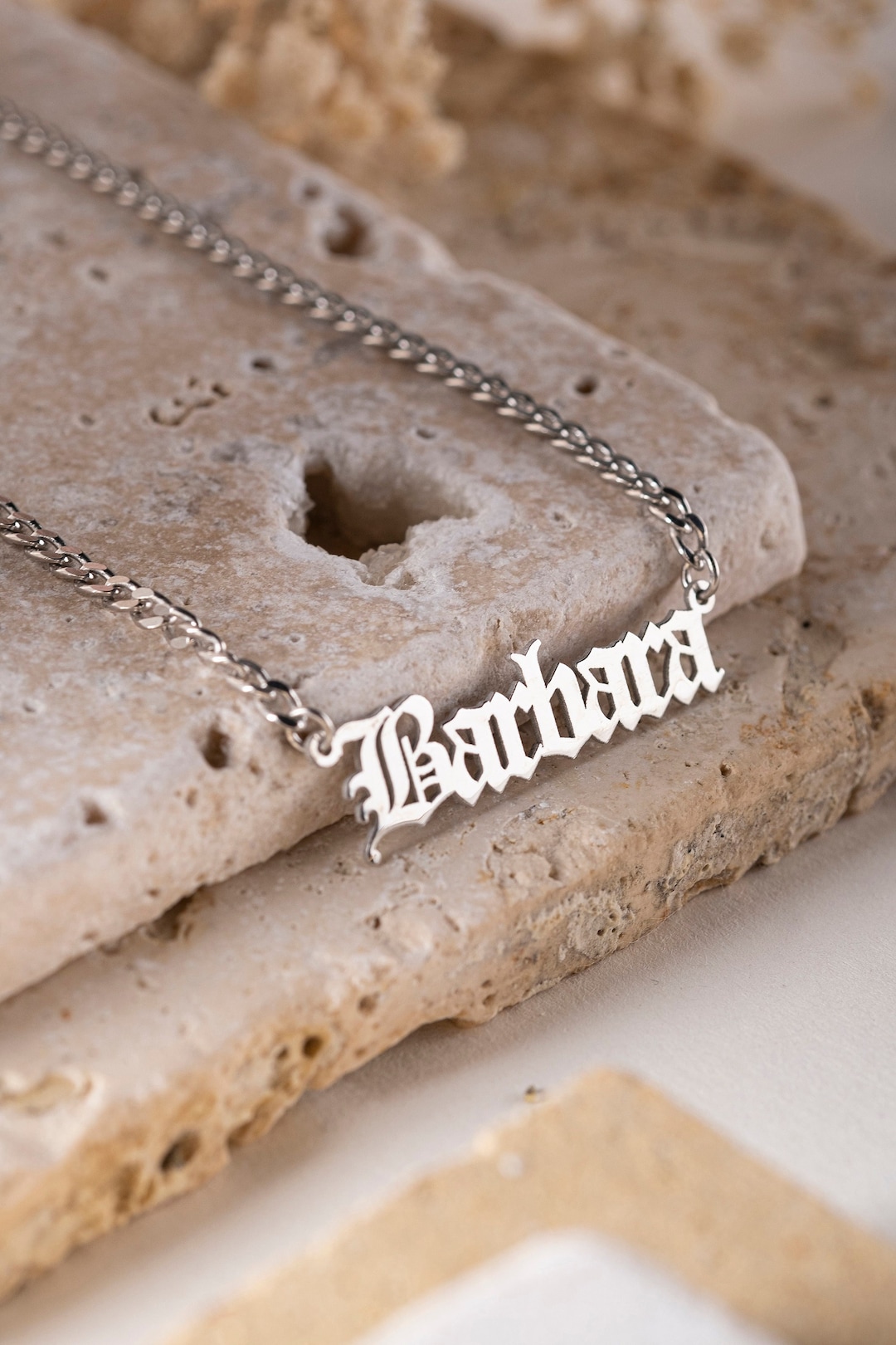 Old English Name Necklace, Name Plate Necklace, Old English Name Plate ...