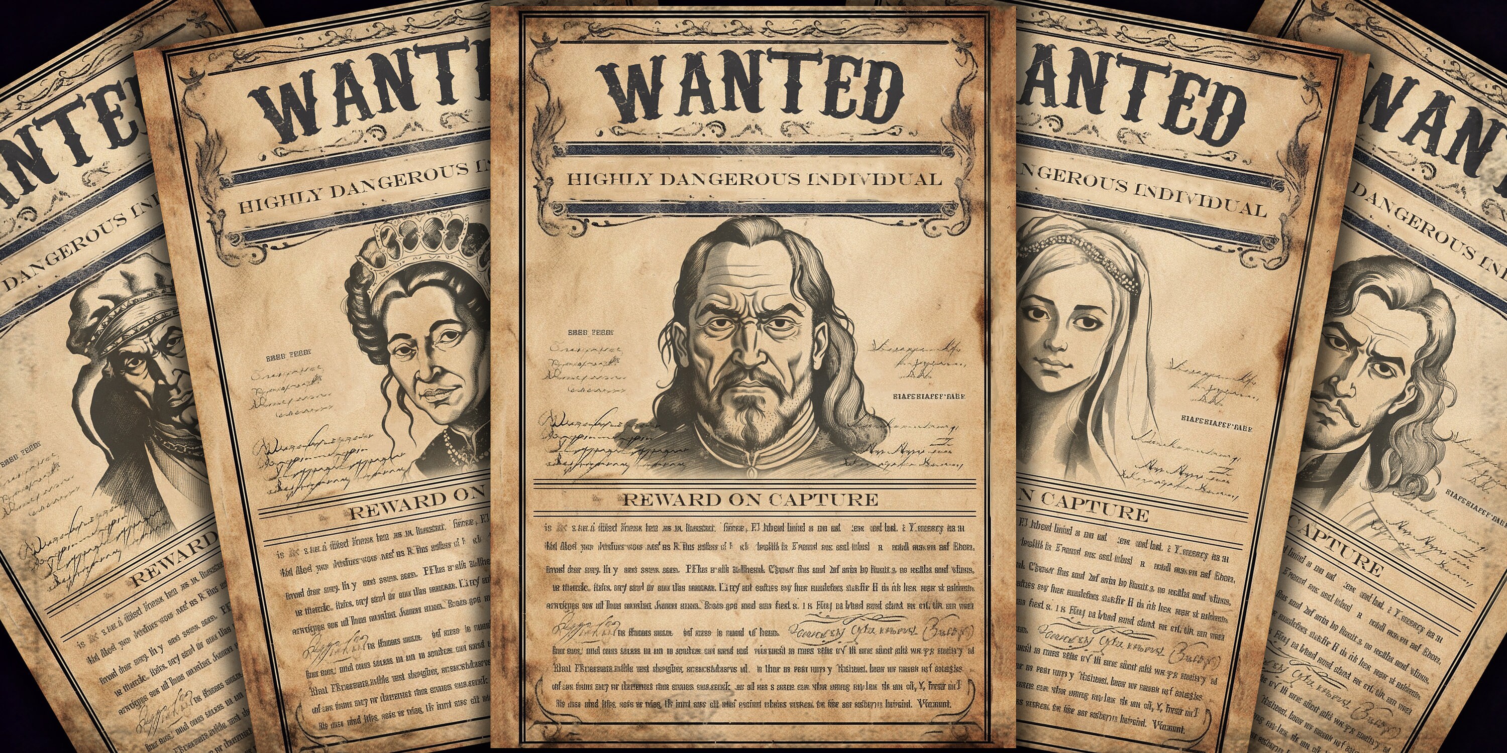 Wanted Posters Nobles Set01, Printable Poster, Digital Download, Rpg ...