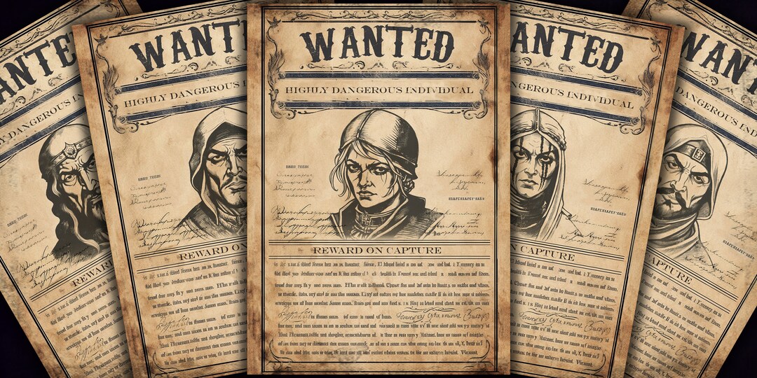Wanted Posters Bandits Set01, Printable Poster, Digital Download, Rpg ...